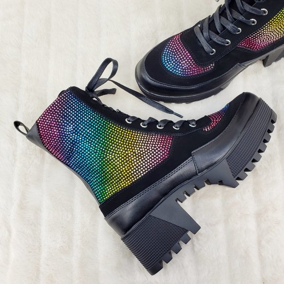 Wild Diva | Shoes | Diva Shine Colorful Rainbow Rhinestone Black ...